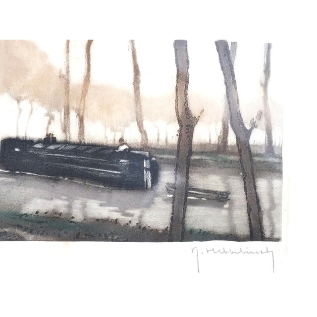 1950s Hebbelinck Roger Belgio "Canal Du Midi'" Etching Aquatint ...