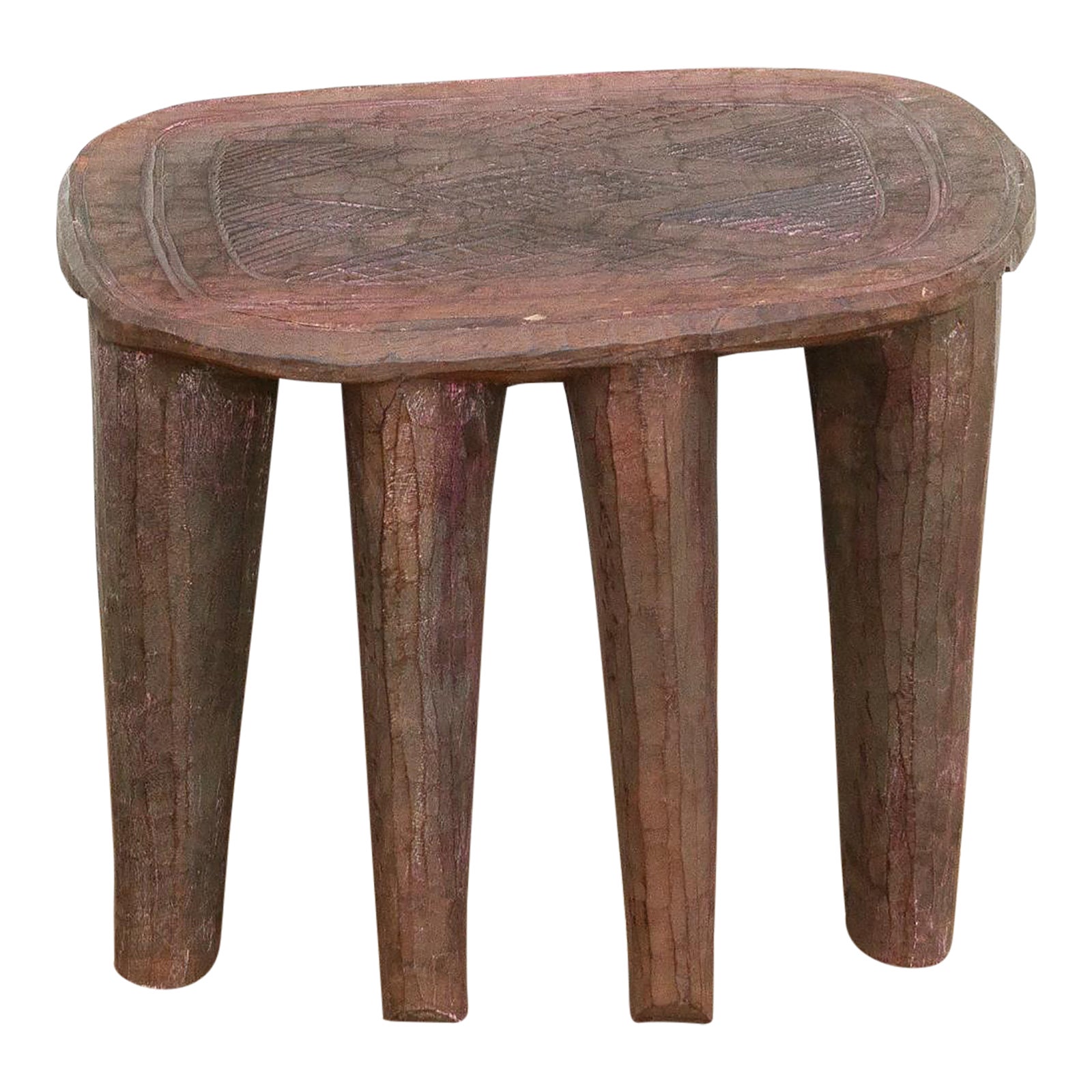 Handcarved Wood Nupe Side Table | Chairish