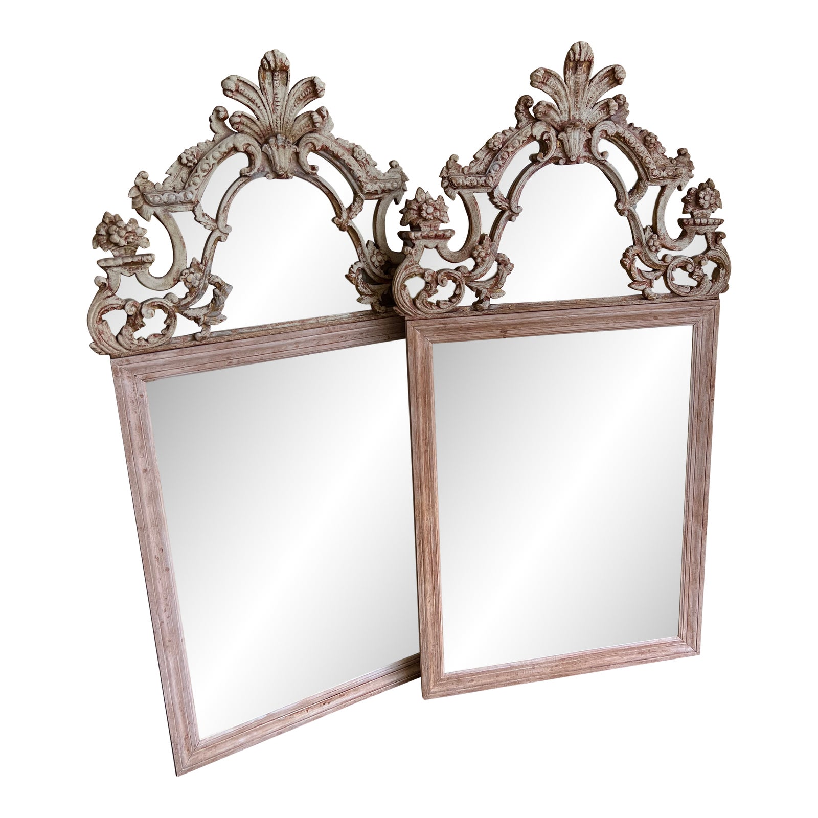 Late 19th Century Italian Regence Style Wood Patinated Mirrors - a Pair ...