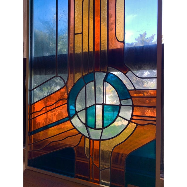 Vintage Modernist Outrageous Artist Made Stained Glass Hanging Panel ...