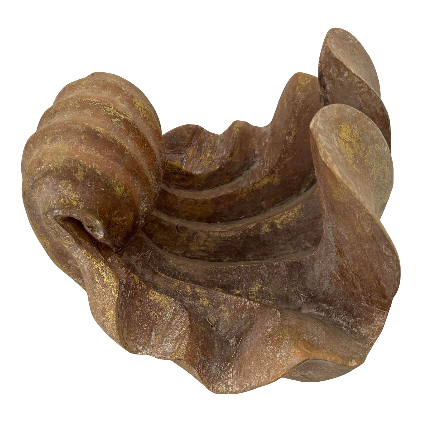 Hand Carved Wooden Shell With Gilt | Chairish