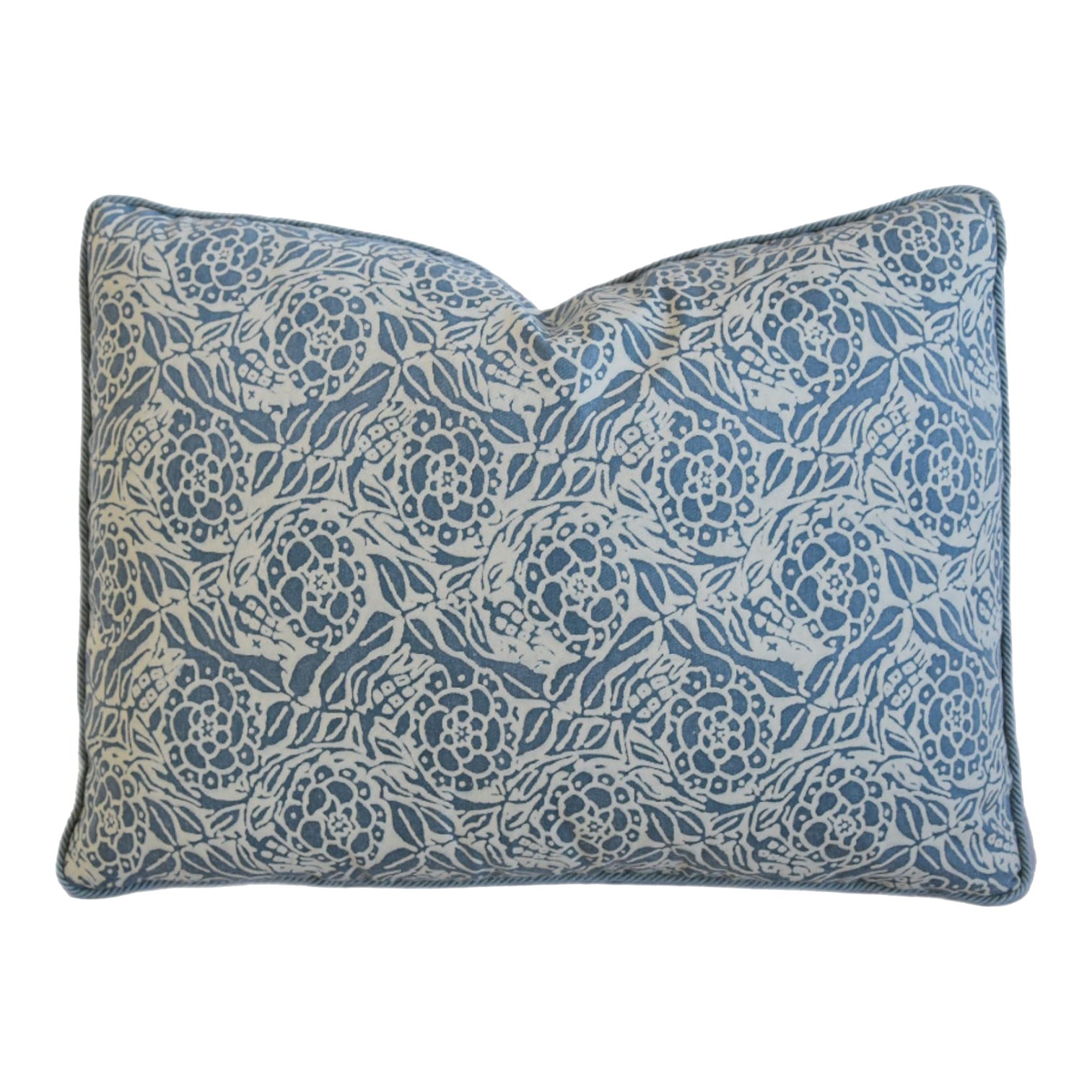 Italian Mariano Fortuny Designer Floral Fiori Blue & White and Ivory ...