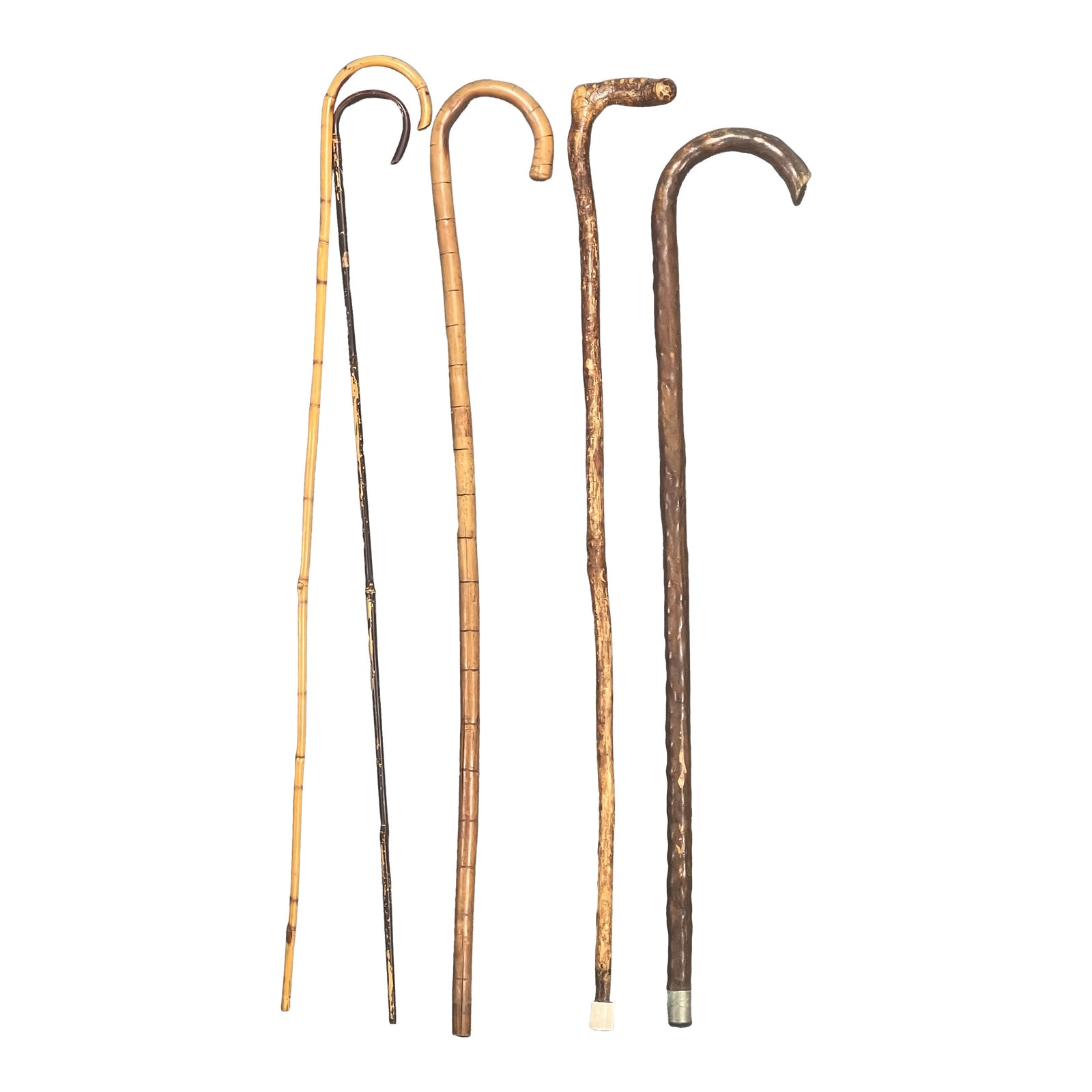 Antique Estate Wood Walking Canes Primitive Sticks Bamboo Blackhorn ...