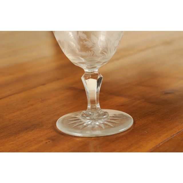 English Victorian Period 19th Century Crystal Glass with Etched Foliage ...