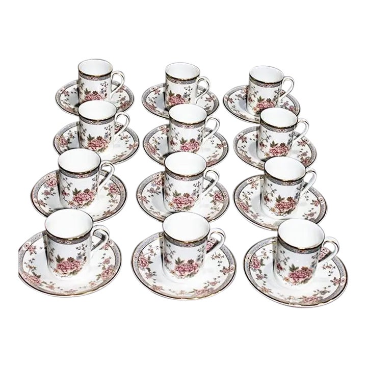 Royal Doulton China Canton Pattern - 12 Demitasse Cups & Saucers | Chairish