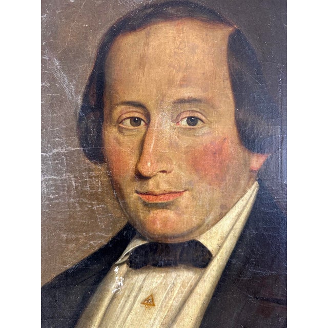 19th Century Male Portrait in Oval Gilt Frame | Chairish