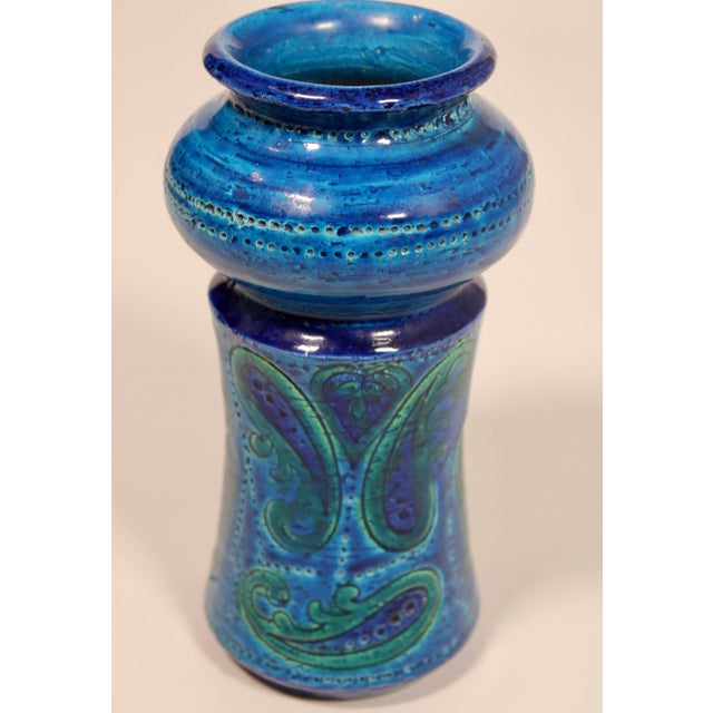 Mid Century Italian Rimini Blue Bitossi Pottery Vase | Chairish
