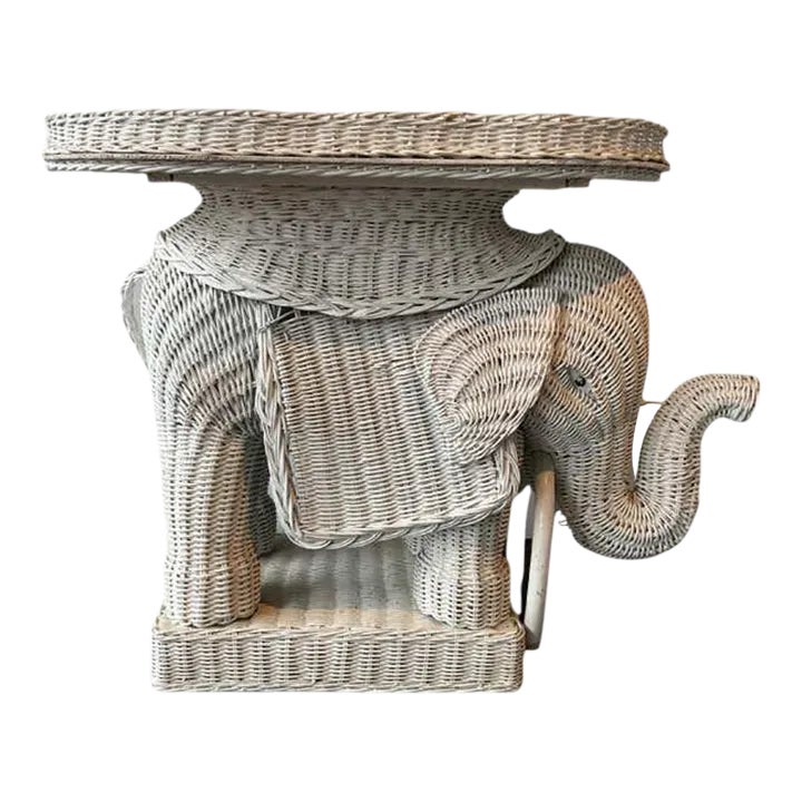 1970s Wicker Elephant Table | Chairish