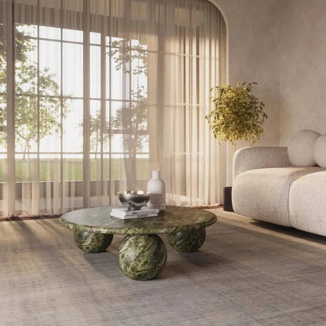Globe Marble Lux Coffee Table - 3 Sphere Block Base | Chairish