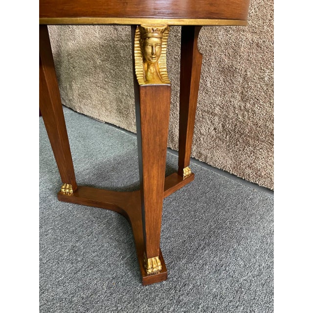 Vintage Round Eqyptian Revival Empire Style Accent Table W/Guilded ...