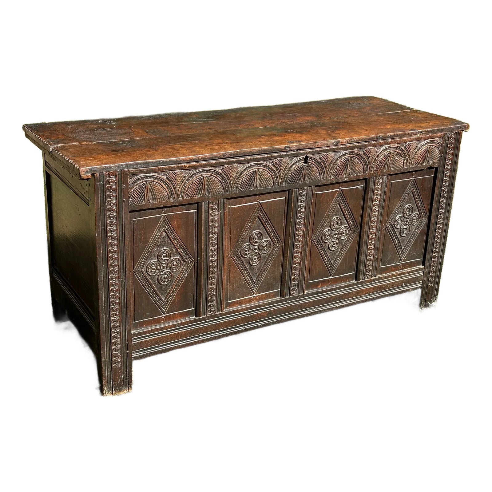 17th Century Charles I Oak Coffer | Chairish