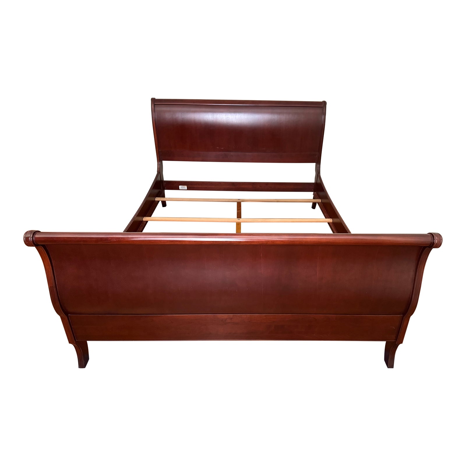 1990s Ethan Allen Medallion Queen Sleigh Bed