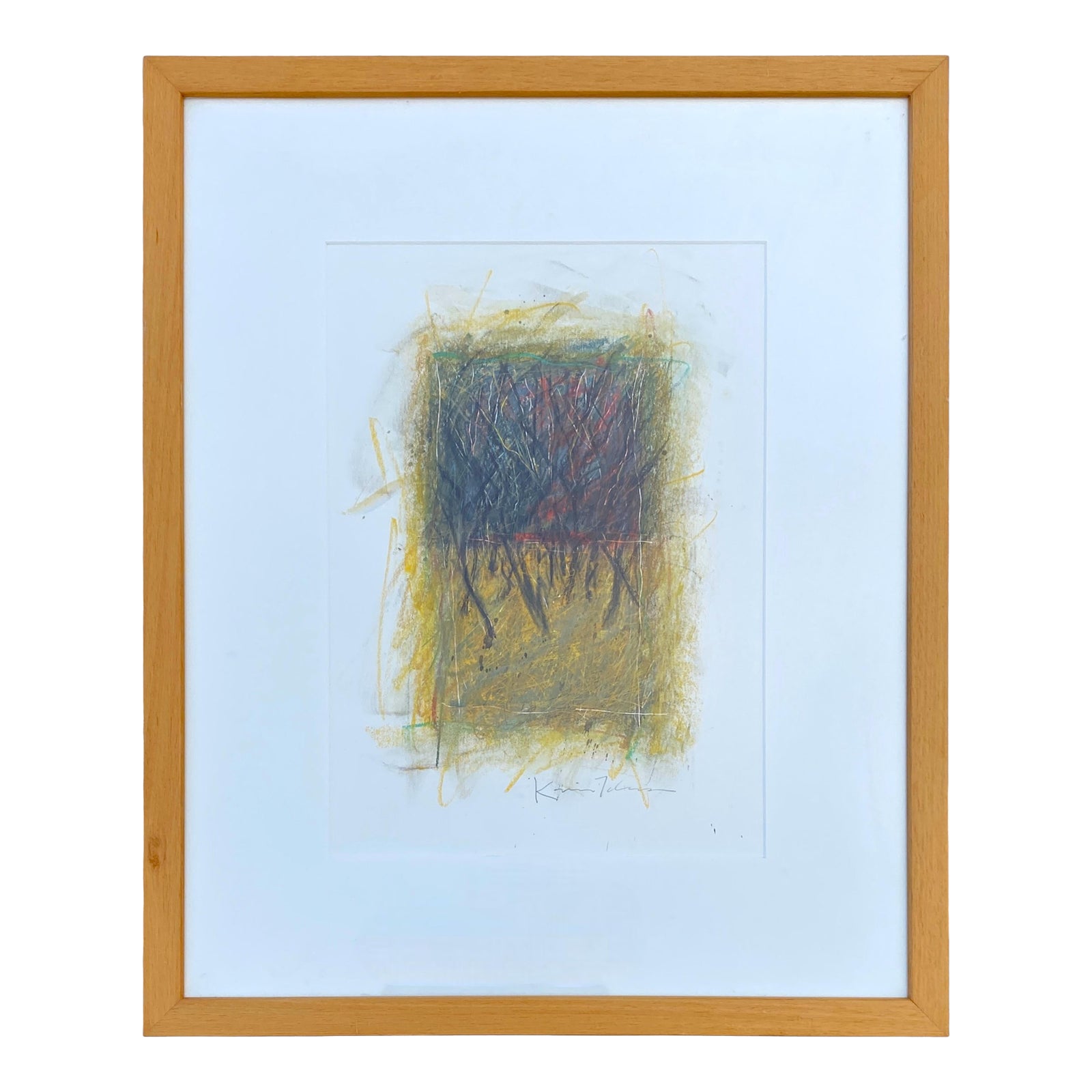 1990s New Mexico Artist Kevin Tolman Mixed Media Original Painting "In ...