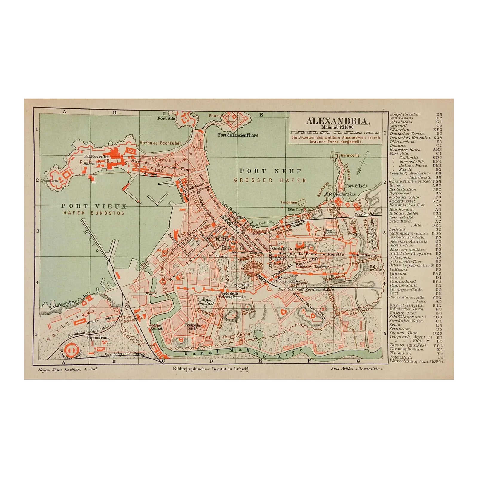 Small Antique Circa 1900 Map Alexandria Eygpt | Chairish