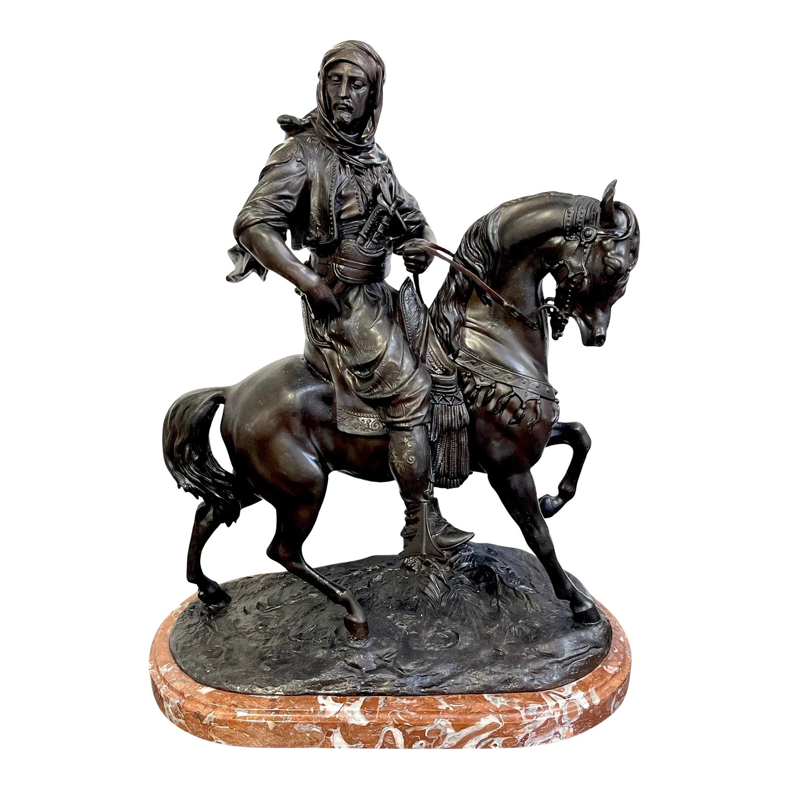 Cavalier Arabe' (Arab Huntsman on Horseback) After Alfred Barye | Chairish