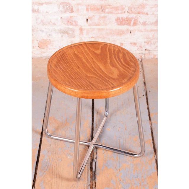 Bauhaus Stool in Beech and Chrome from Mücke-Melder, Czech, 1930s ...