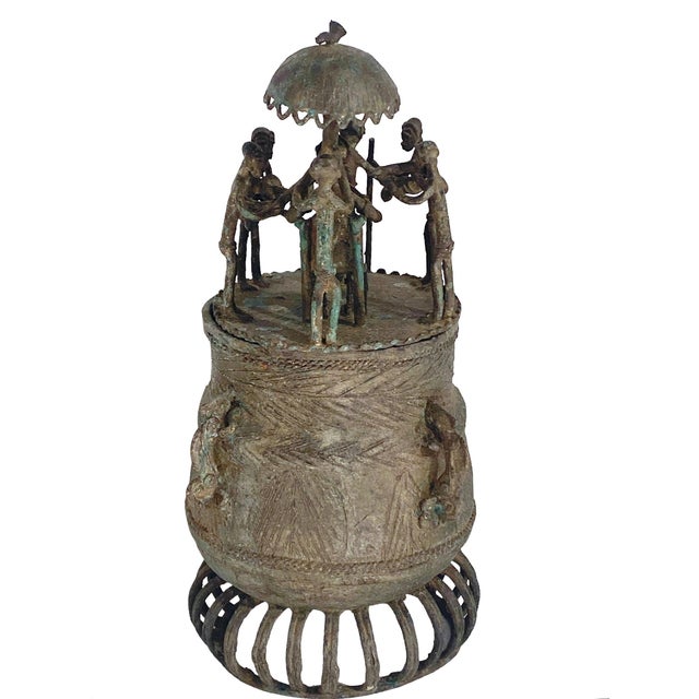 African Cast Bronze Vessel Kuduo Ashanti Tribe Ghana 12" H | Chairish