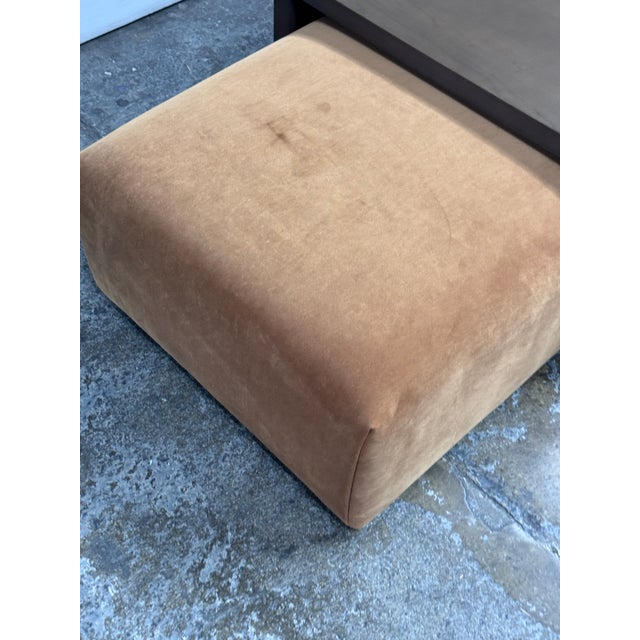 Custom Design Velvet Ottoman + Walnut Coffee Table Combination | Chairish