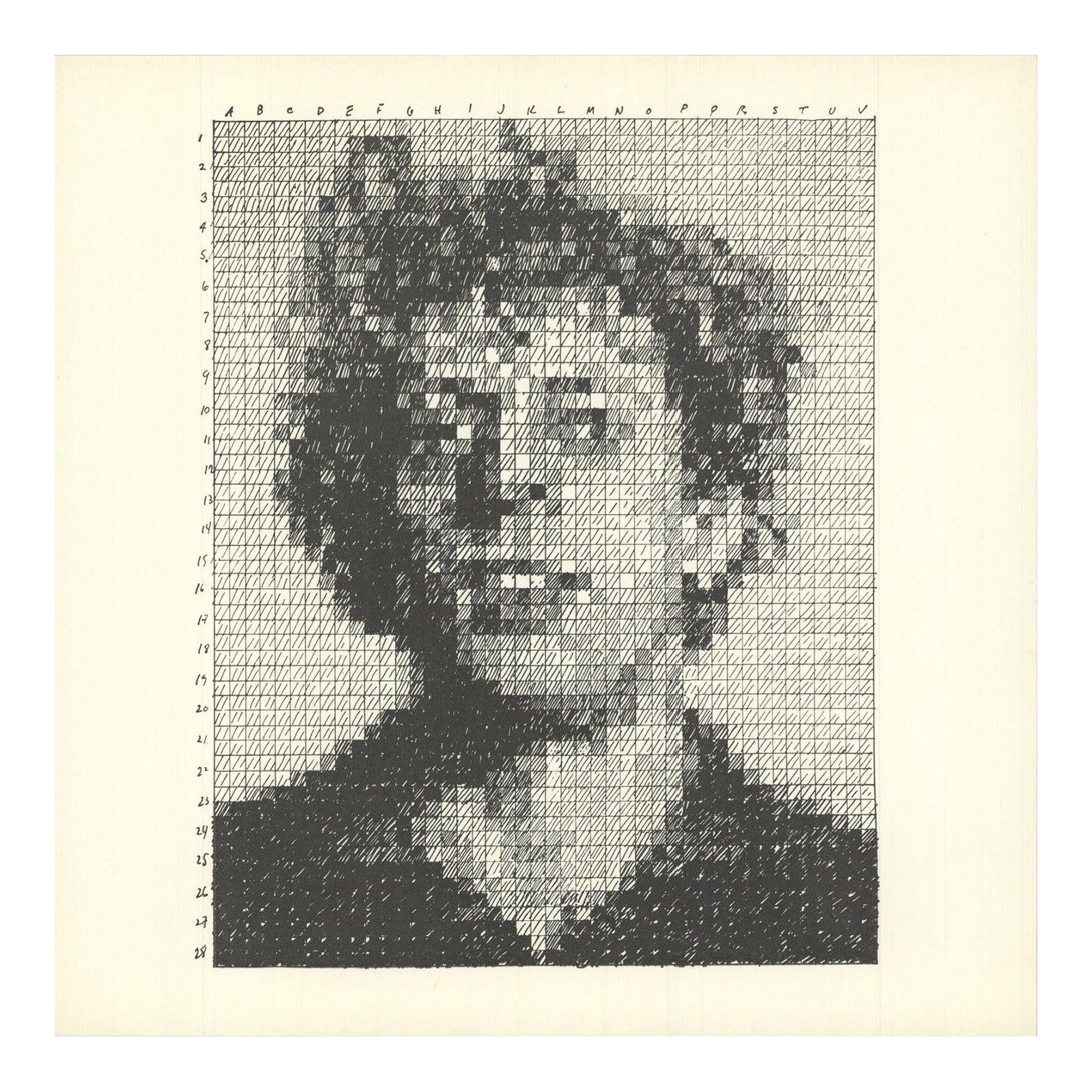 1976 Chuck Close 'Phil' Realism Gray,White USA Offset Lithograph | Chairish