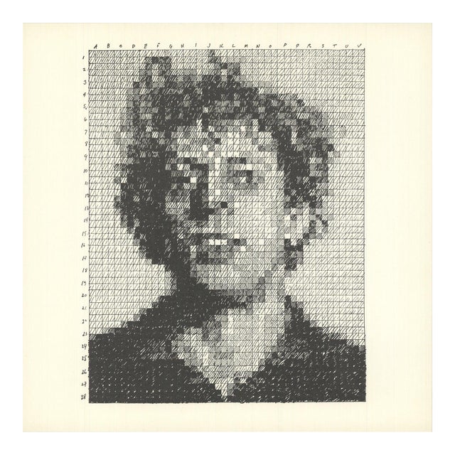 1976 Chuck Close 'Phil' Realism Gray,White USA Offset Lithograph | Chairish