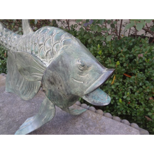 Japanese Bronze Koi Fish Sculpture | Chairish