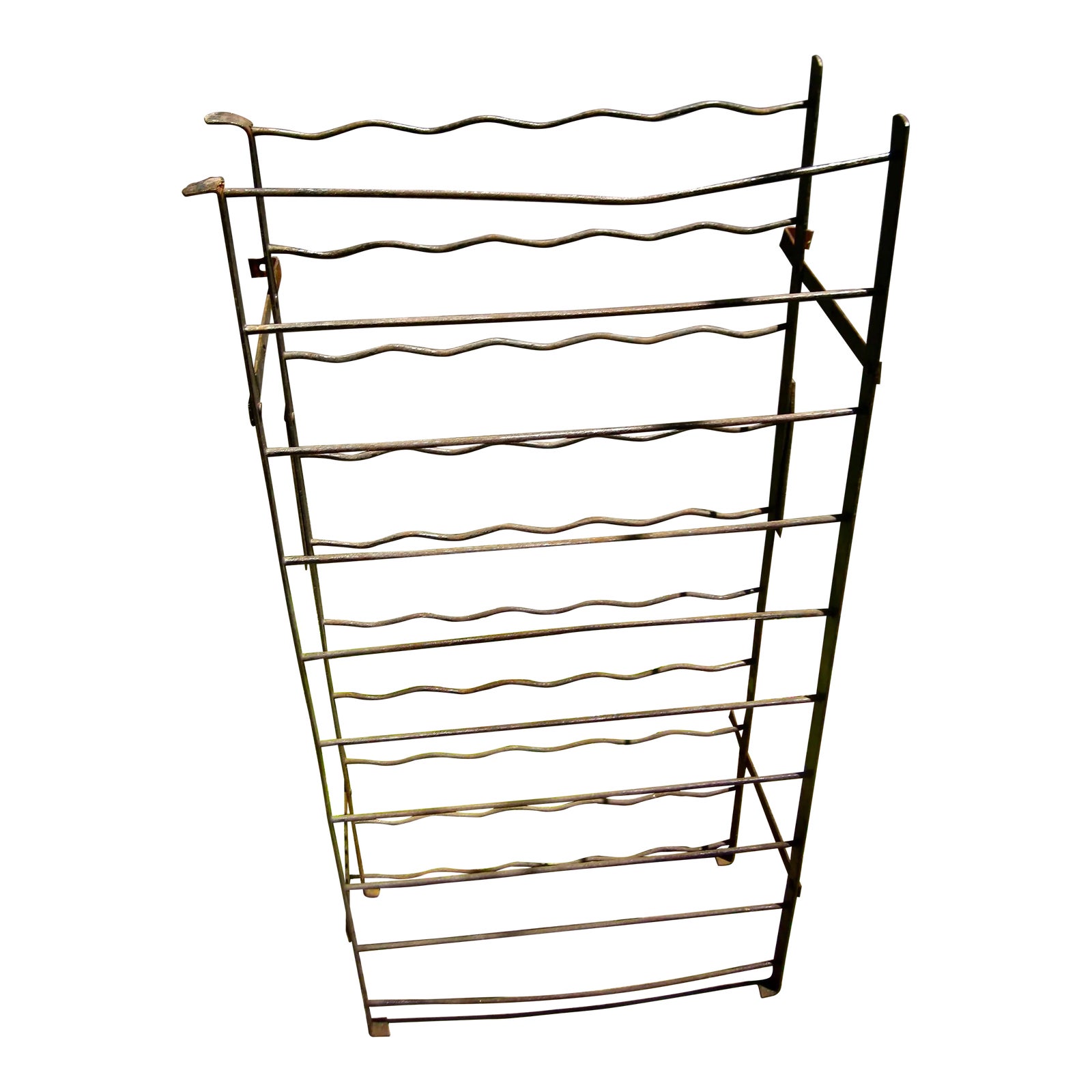 Late 19th Century French Country Iron Folding Wine Rack | Chairish