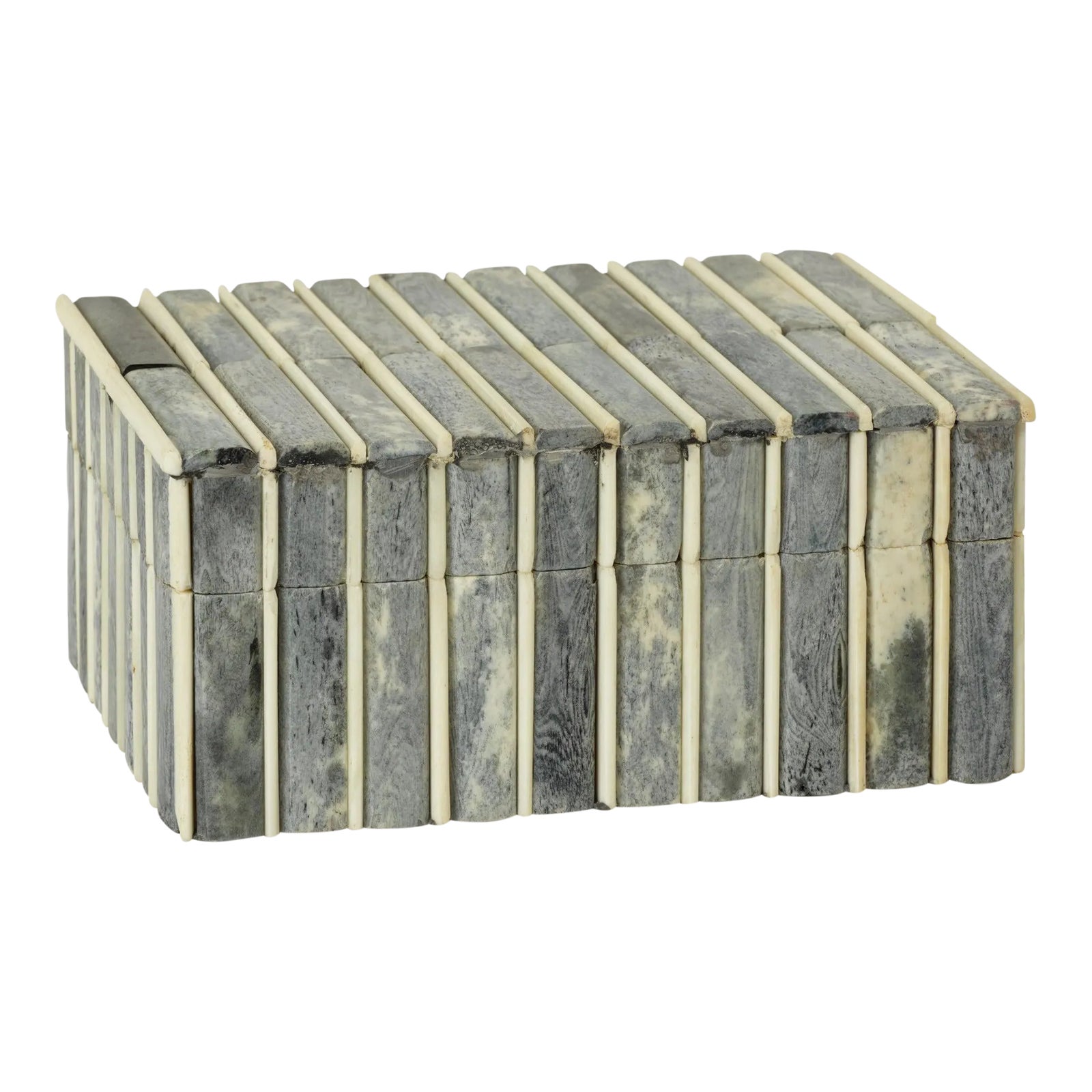 Tarawa Gray Bone Inlay Decorative Box | Chairish