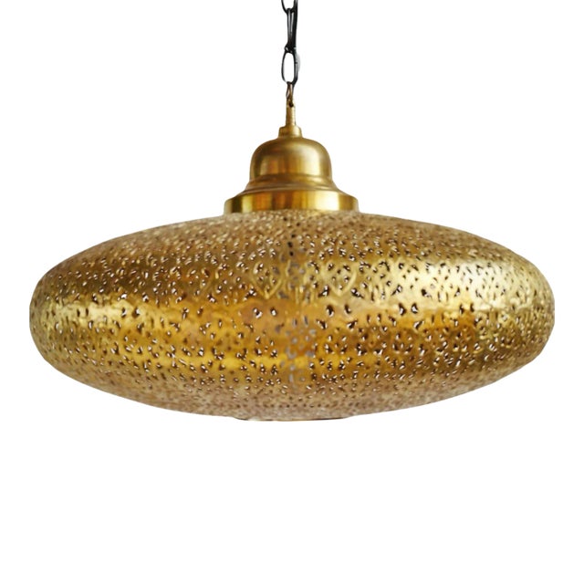Brass Pattern Moroccan Ufo Pendant Light | Chairish
