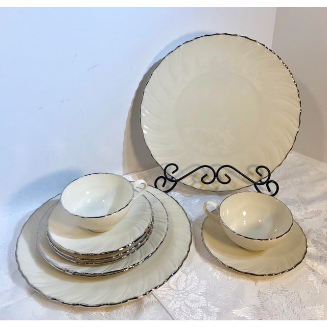 Lenox Weatherly Swirled Dish Platinum Rim Edge Dishes - Set of 10 ...