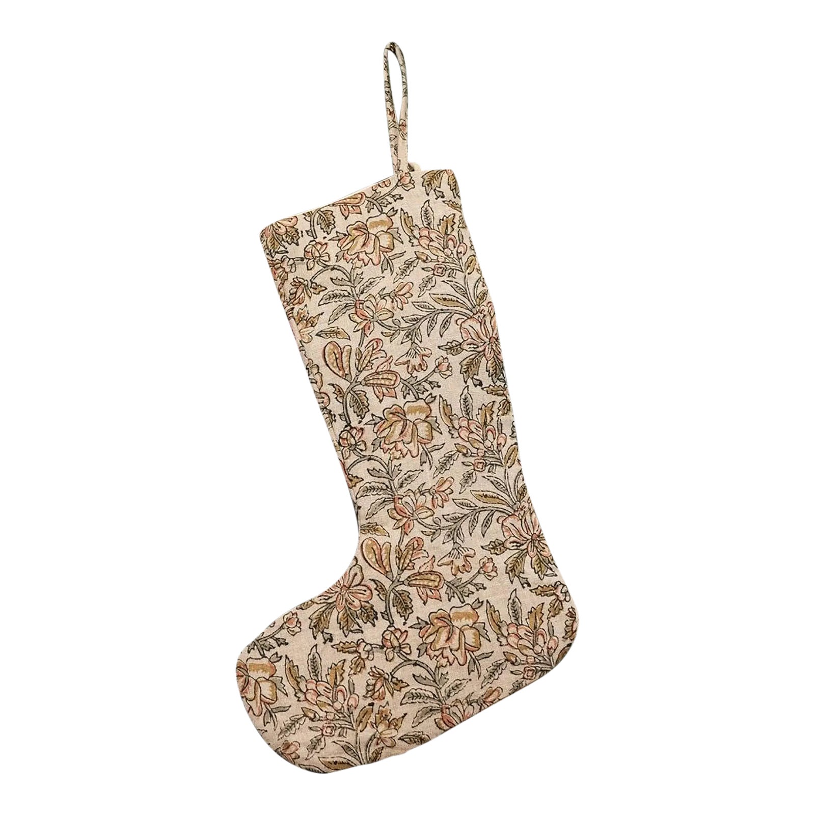 Handmade Block Printed Kudrat Design Stocking Pure Linen, Neutral ...