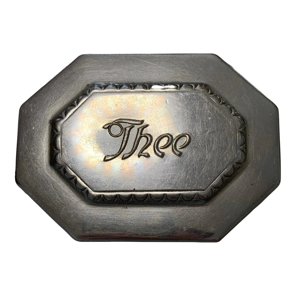 Vintage Silver Plate Hinged Tea Caddy “Thee” Box | Chairish