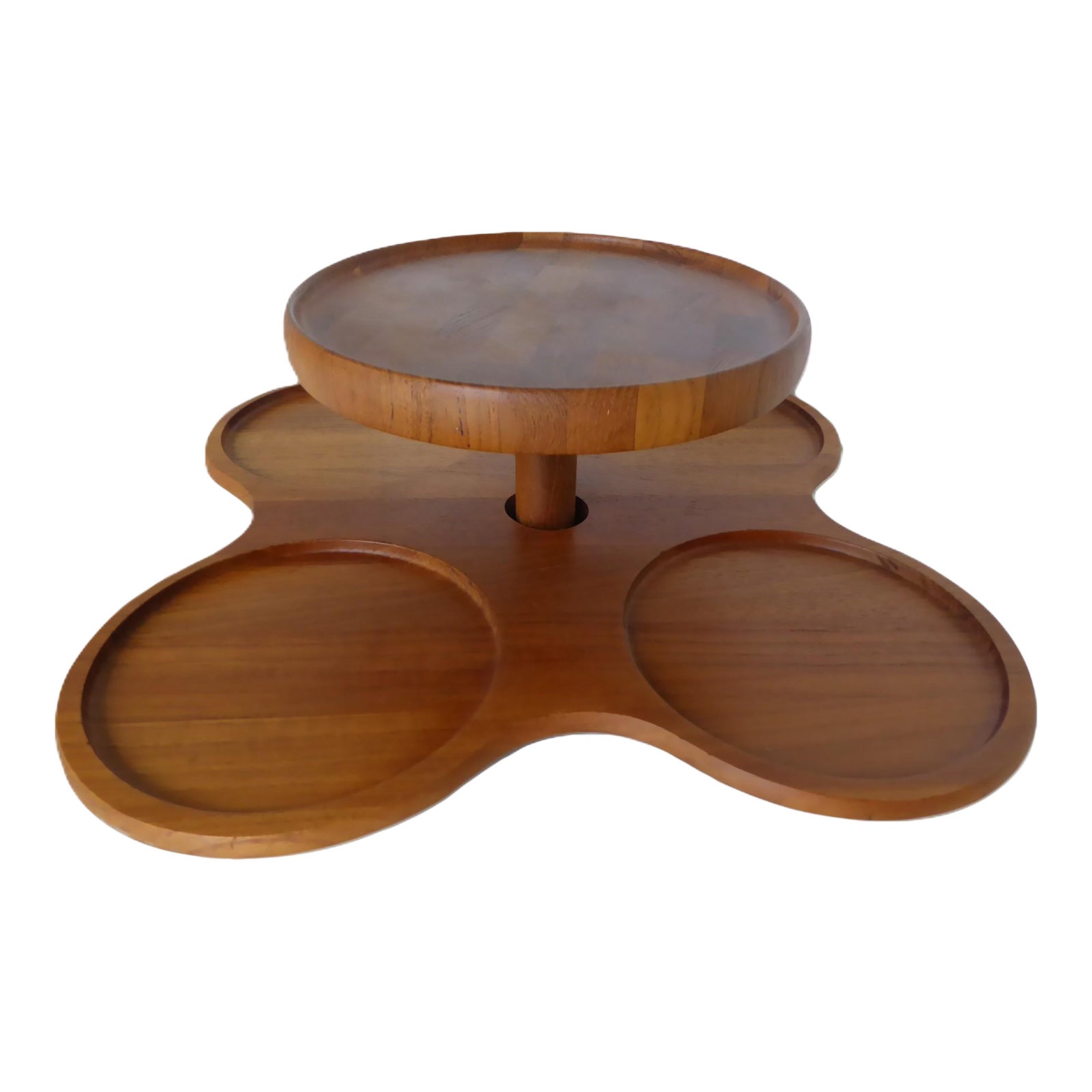 Danish Modern Teak 2-Tier Digsmed Lazy Susan Denmark 1960s | Chairish