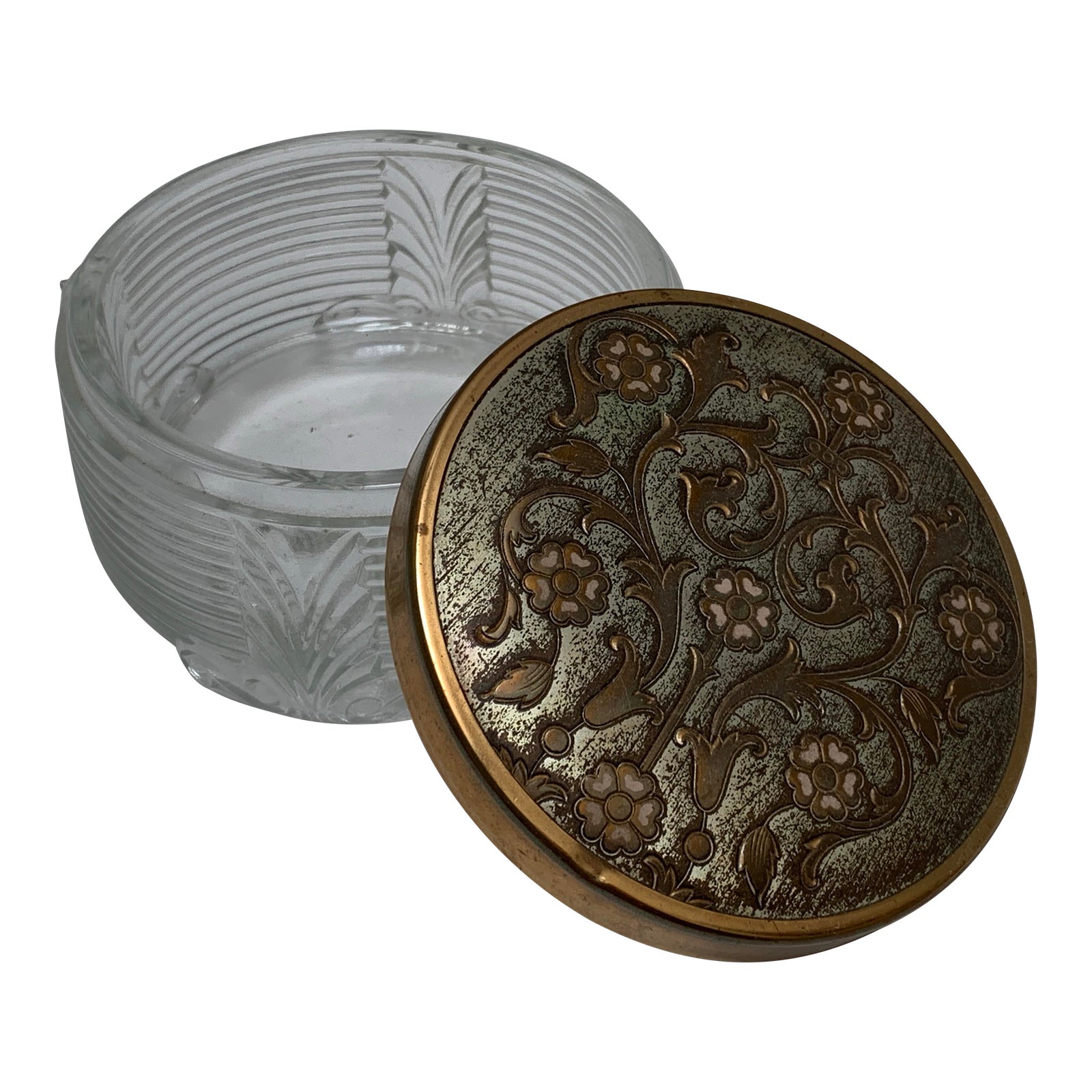 Art Nouveau Style Glass Trinket Box | Chairish
