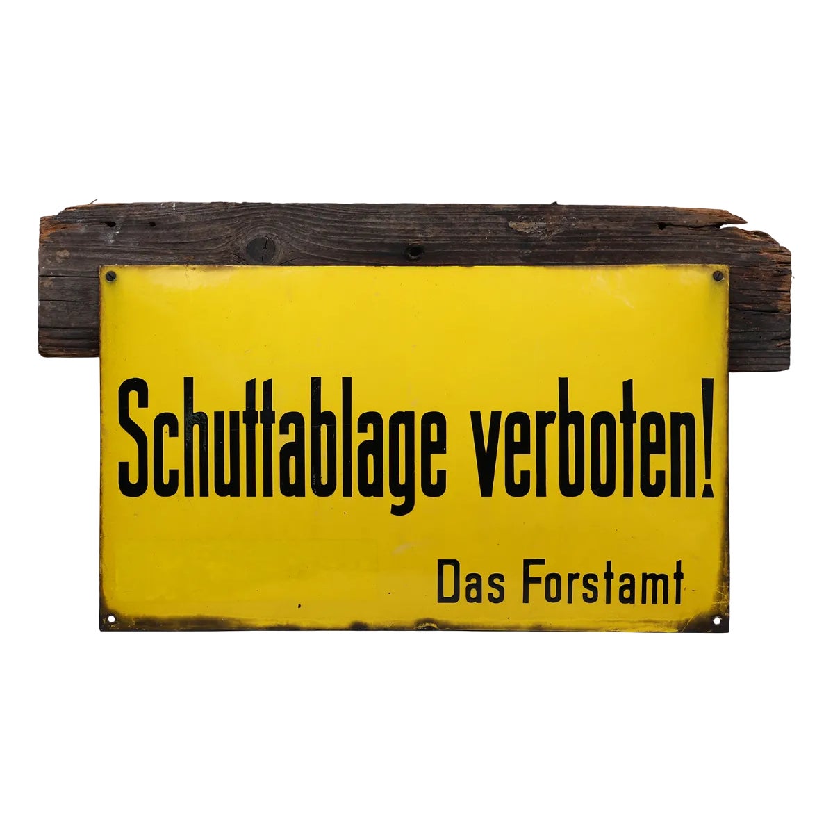 Vintage German Yellow Enamel Sign, 1900 | Chairish