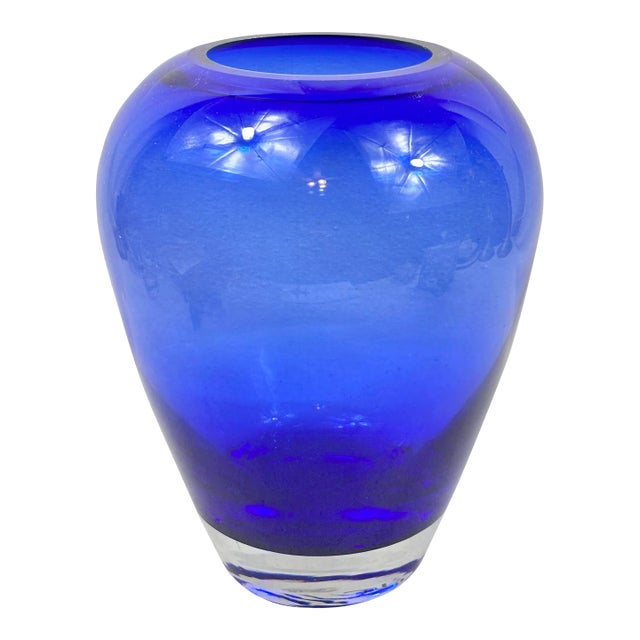 Large Cobalt Blue Glass Vase | Chairish