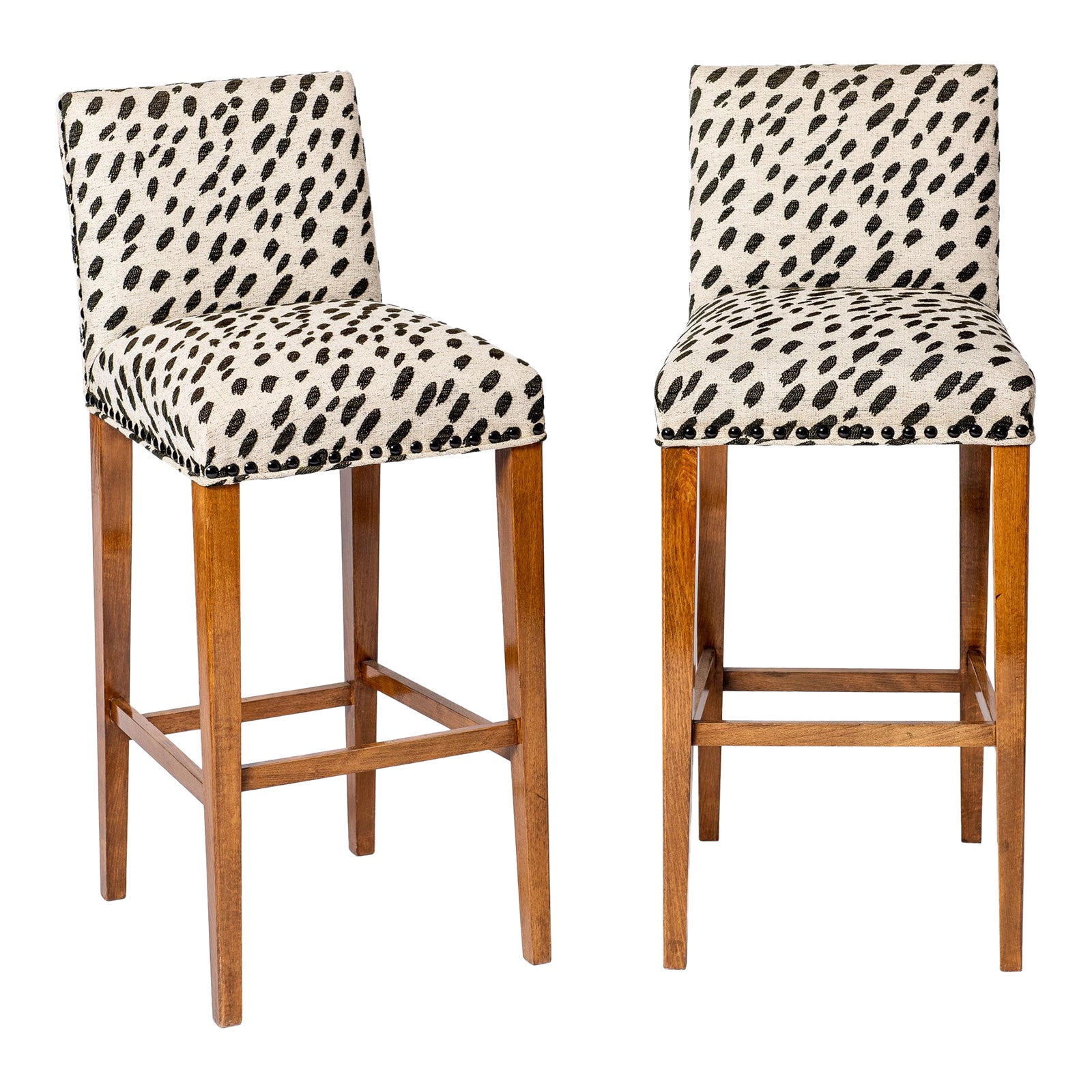 Pair of Modern Snow Leopard Bar Height Stools | Chairish