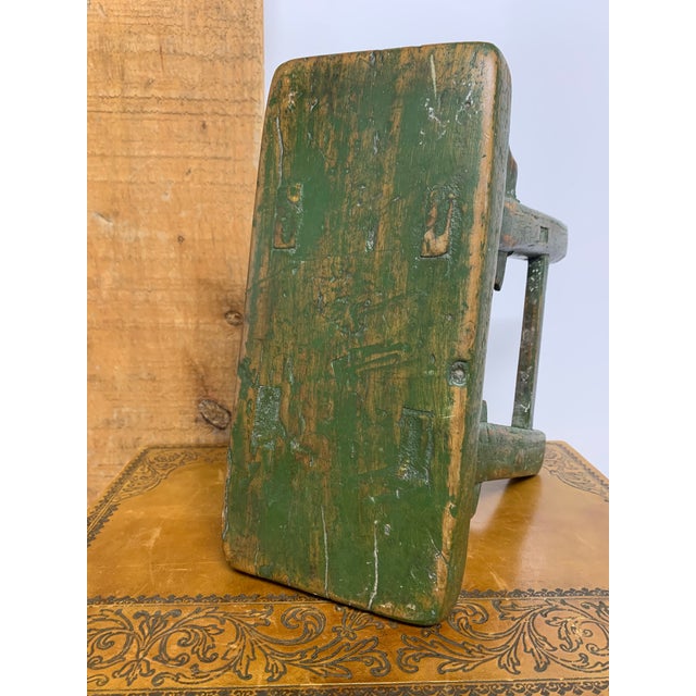 Late 19th Century Green Painted Wooden Cricket Bench | Chairish