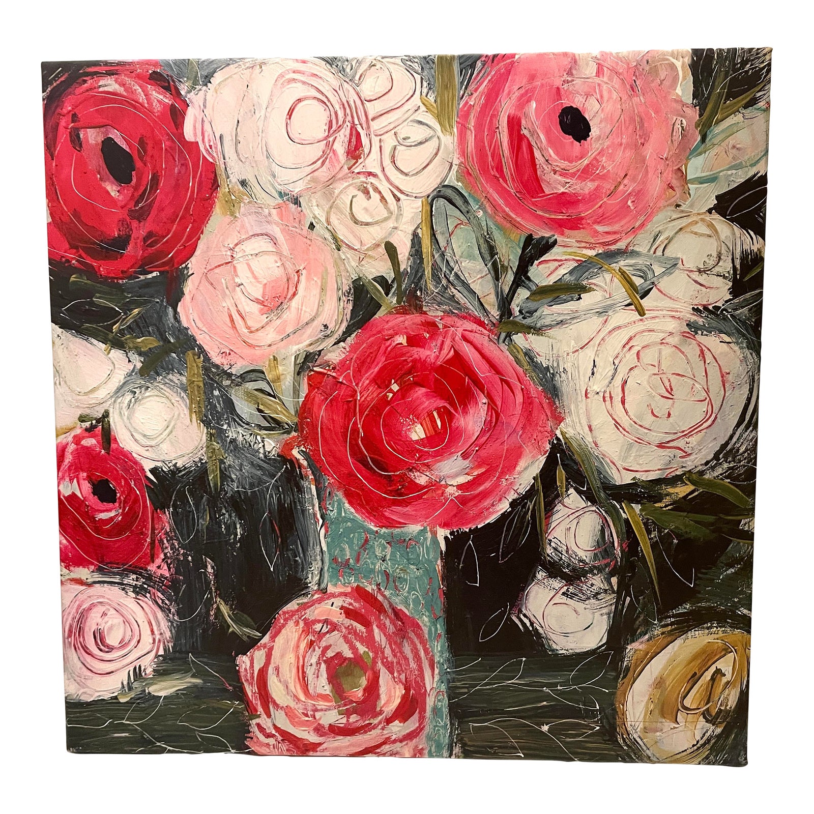 Modern Abstract Roses Floral Art Print | Chairish