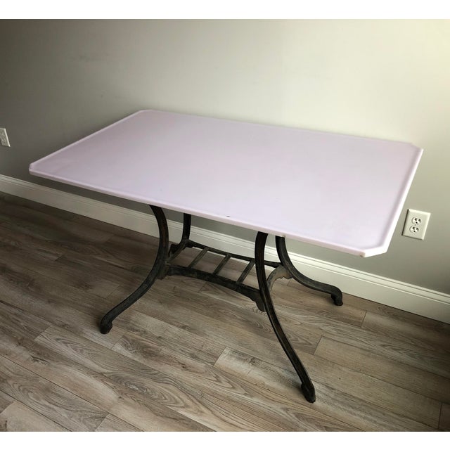 Vintage Lavender Vitrolite and Cast Iron Dining Table | Chairish