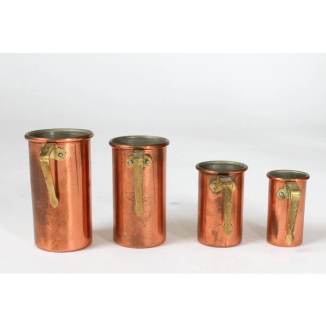 Vintage Farmhouse Style Copper and Brass Measuring Cups | Chairish