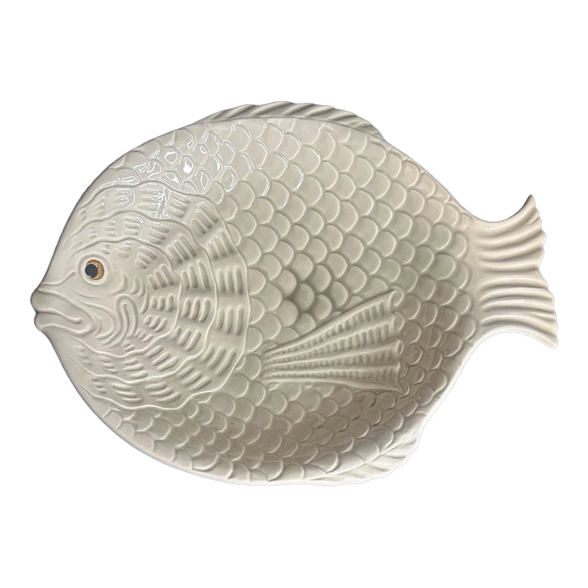 Vintage Fitz & Floyd Vintage 1975 Hand Painted Ivory Dish Fish Platter ...
