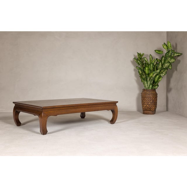 Qing Dynasty Long and Low Kang Coffee Table with Chow Legs and Carved ...