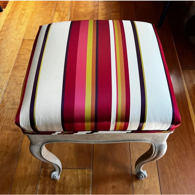 Vintage Thomas De Angelis Stool in Manuel Canovas Silk Stripe Fabric ...