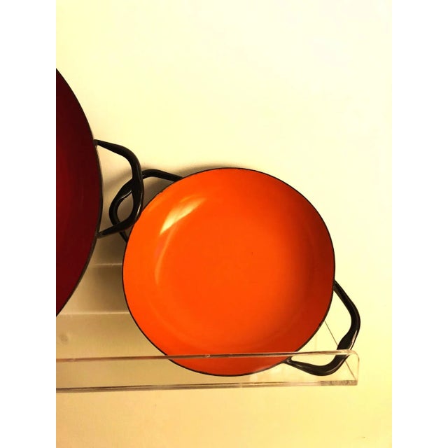 Mid 20th Century Colorful Enamel Viking Enamelware With Handles- Set of ...