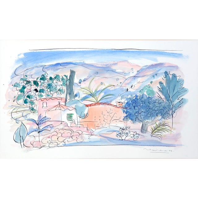 1980s Unframed Watercolor Landscape Painting | Chairish