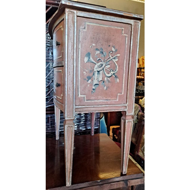 Pair of Italian Neoclassical Style Hand Painted Night Stands | Chairish