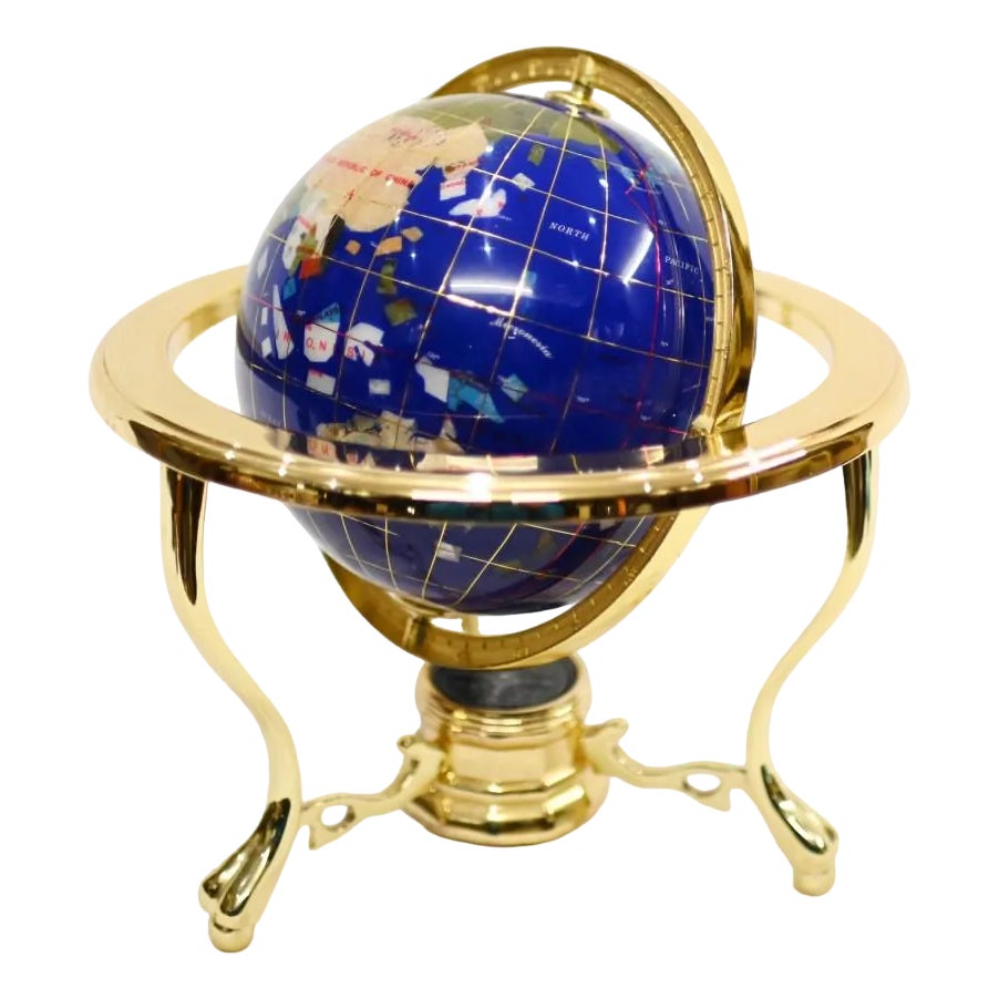 Brass Stone World Globe Compass | Chairish