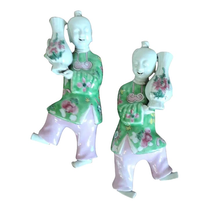 Antique Early 19th Century Chinese Porcelain Wall Pockets Ho Ho Boys ...
