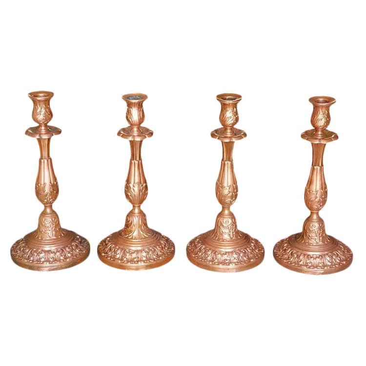 Copper Candlesticks - Set of 4 | Chairish