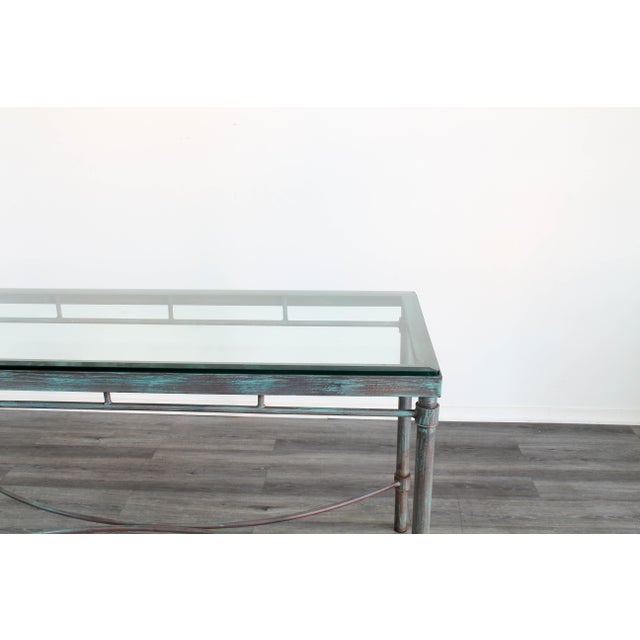 1970s Vintage Iron Desk With Glass Top | Chairish